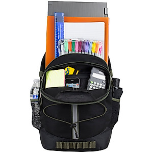 FUEL Terra Sport Spacious School Backpack with Front Bungee, Black/Green One Size