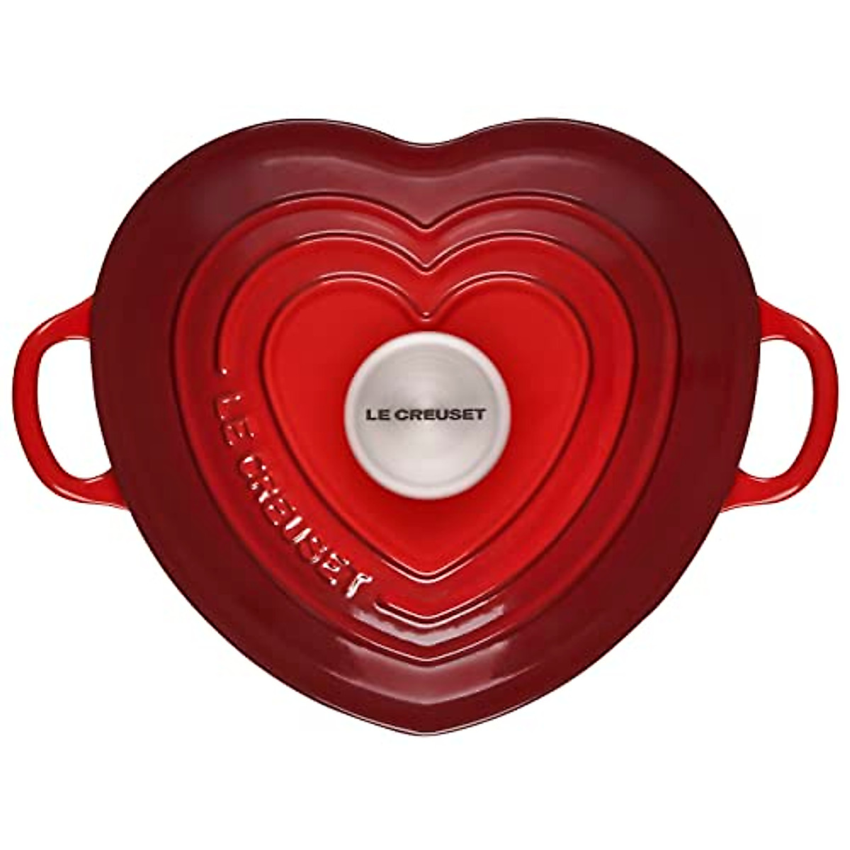 Le Creuset Signature Enameled Cast Iron Figural Heart Cocotte, 2 Quart, Cerise with Stainless Steel Knob