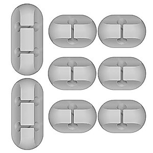 8 Pack Cable Clips Management - Aoviho Adhesive Cord Holder - Cable Organizer, Wire Clips for USB C Cable in-Car Home Office Desk Phone Accessories (Grey)