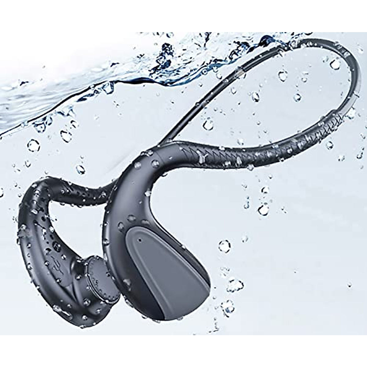 IKXO Waterproof Bone Conduction Headphones Bluetooth 5.0 Wireless Earbuds IPX8 Open Ear Underwater Bluetooth Gym Headphones with Microphone for Swimming Running, Sports