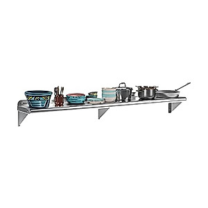 NSF Stainless Steel Wall Shelf, 315 lbs Load Heavy Duty Commercial Wall Mount Shelving, 12'' x 60'', Metal Kitchen Rack for Restaurant, Home, Kitchen, Hotel, Laundry Room, Bar