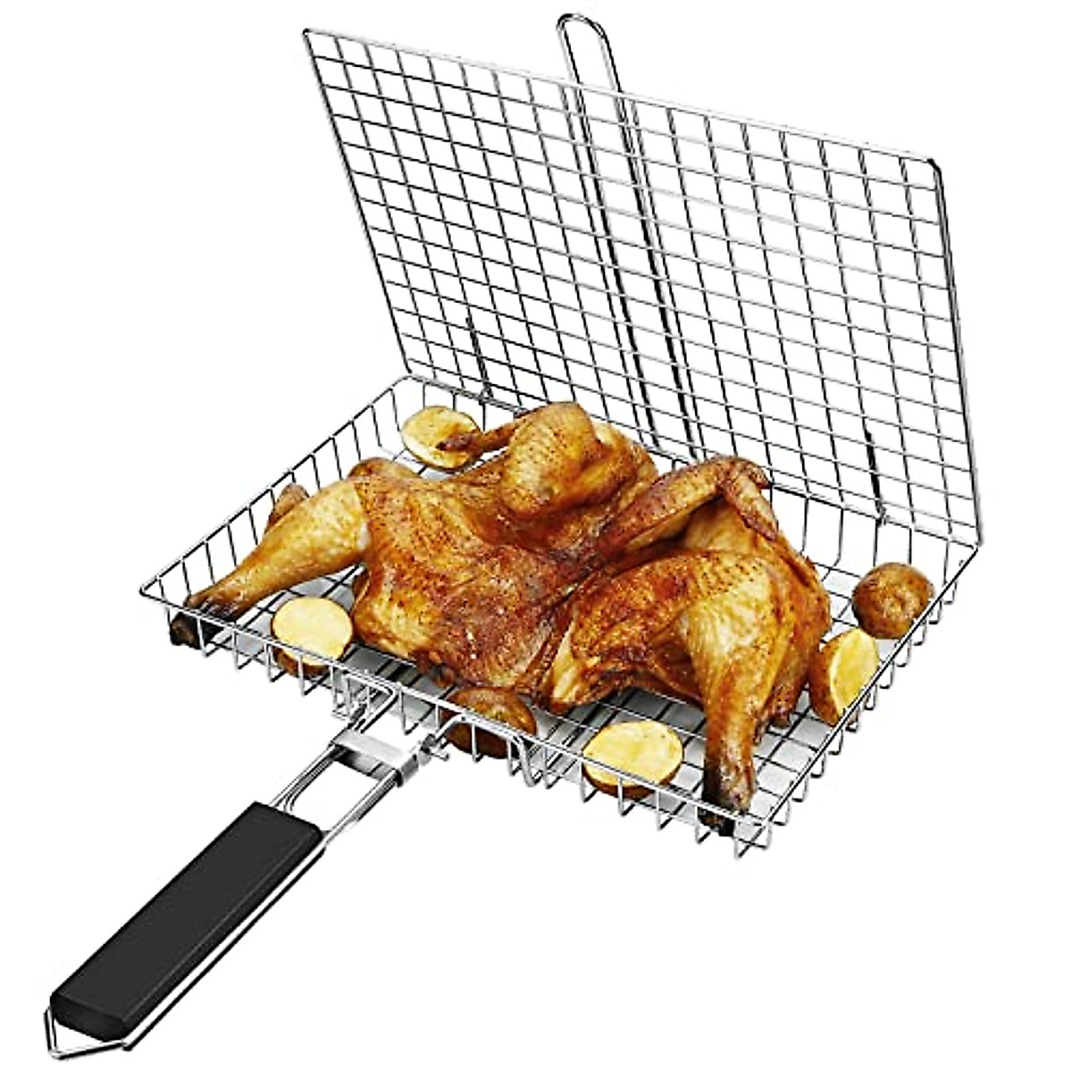 Grill Basket NABAOXUN BBQ Grilling Basket fish grill basket, Grill Basket Grill Rack,Outdoor Grill Accessories