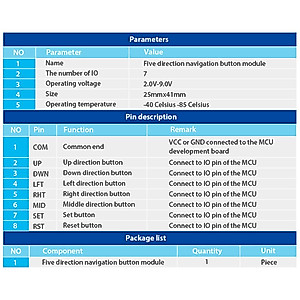 DAOKI 5Pcs Button Module Rocker Five Direction Button Module Navigation for MCU AVR Game 5D Rocker Joystick Independent Keyboard for Arduino Joystick Module 5-Channel with Dupont Wire