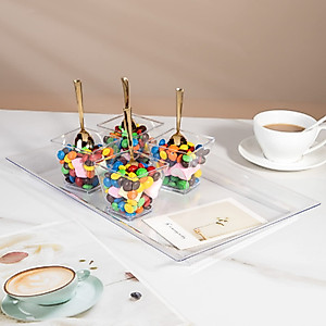 YOUBET 8 Pack Clear Plastic Serving Tray-15" x 10" Rectangle Food Trays- Disposable Serving Platter- Clear Disposable Serving Platter for Halloween/Thanksgiving/Christmas