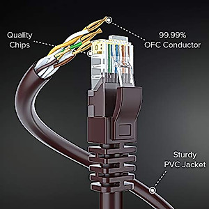 Maximm Cat 6 Ethernet Cable 100 Ft, 100% Pure Copper, Cat6 Cable LAN Cable, Internet Cable, Patch Cable and Network Cable - UTP (Brown) 100 Feet