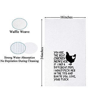PXTIDY Funny Chicken Kitchen Towel Chicken Lady Towel Sweet Housewarming Gift New Home Tea Towel Decorative Waffle Dish Towel