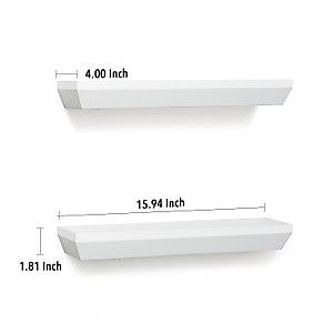 AHDECOR Floating Shelves White, Stylish Wall Mounted Display for Living Room, Bathroom, and Bedroom Decor, Set of 2