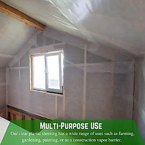 Farm Plastic Supply - Clear Plastic Sheeting - 8 mil - (5' x 100') - Thick Plastic Sheeting, Heavy Duty Polyethylene Film, Drop Cloth Vapor Barrier Covering for Crawl Space