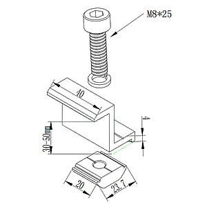 Guaber 12 Pcs Solar Panel Adjustable End Clamps Solar Panel Mounting Z Bracket Rack Kit for 30-50mm/1.18-1.97'' Solar Framed Panel (30mm)