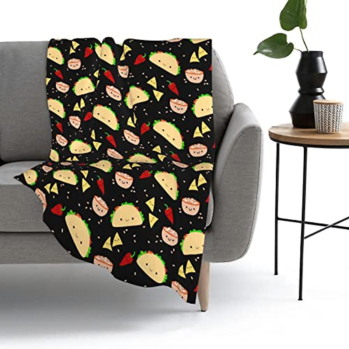 Taco Tuesday Party Printed Blanket,Soft Cozy Fleece Throw Blanket ,Microfiber Plush Sherpa Blanket for Couch Sofa Bed Living Room-All Season (50"x40" inch)