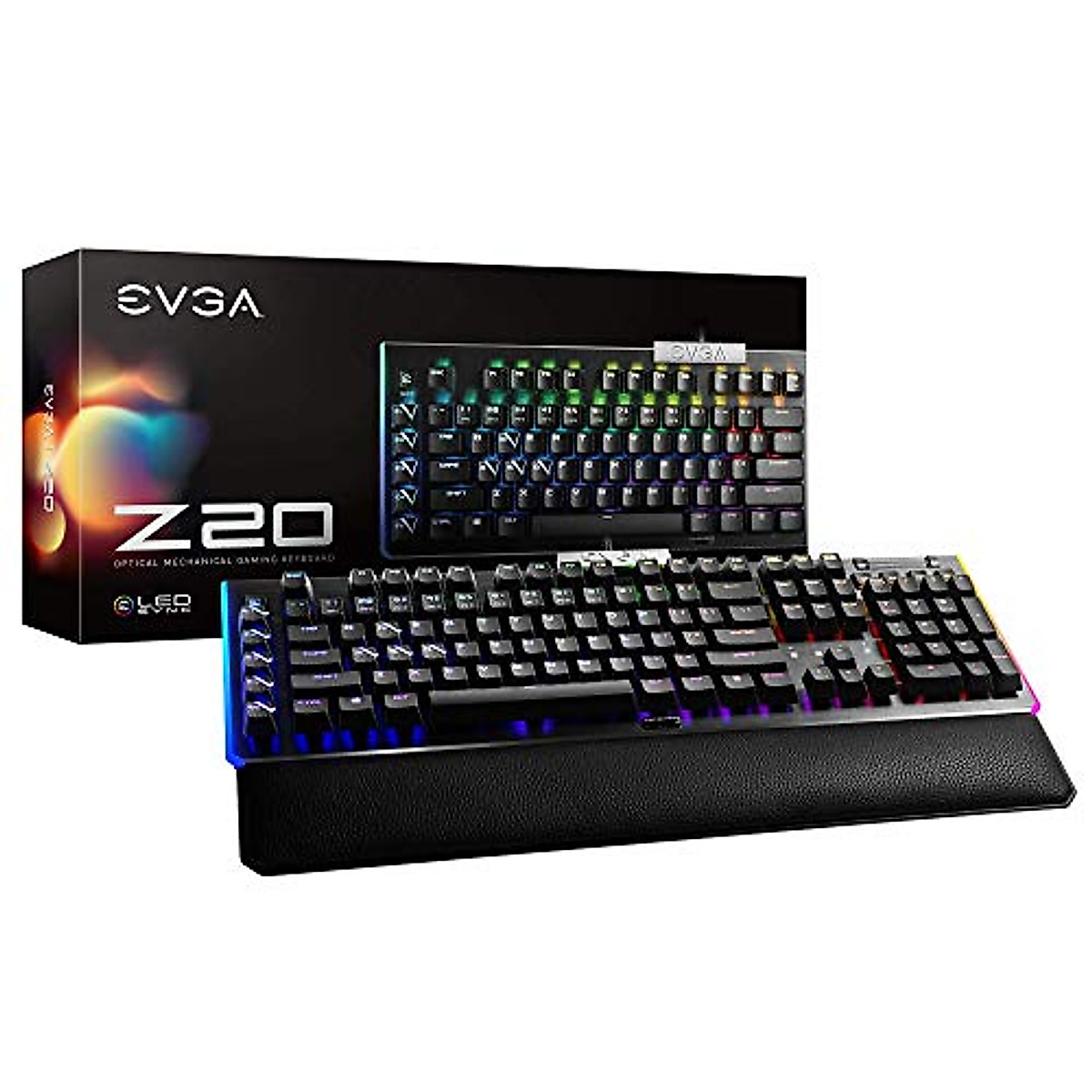 EVGA Z20 RGB Optical Mechanical USB Gaming Keyboard, Optical Mechanical Switches (Linear), 811-W1-20US-KR,Black