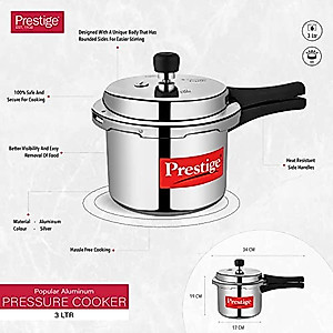 Prestige PRP3 Pressure Cooker, 3 Liter, Silver, Aluminum