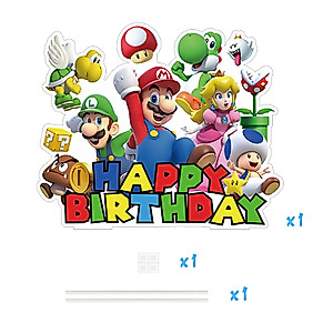 Mario Cake Topper Decorations Mario Happy Birthday Party Supplies for Kids Party Favors