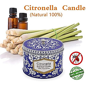 Citronella Candles Outdoor 8.5oz Natural Soy Wax Candles for Home Patio Porch, Packs of 2