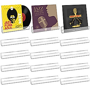 16 Pcs Vinyl Record Wall Mount 12 Inch Clear Acrylic Album Record Holder Floating Display Shelf Daily LP Listening Holder for Office Home Record Store