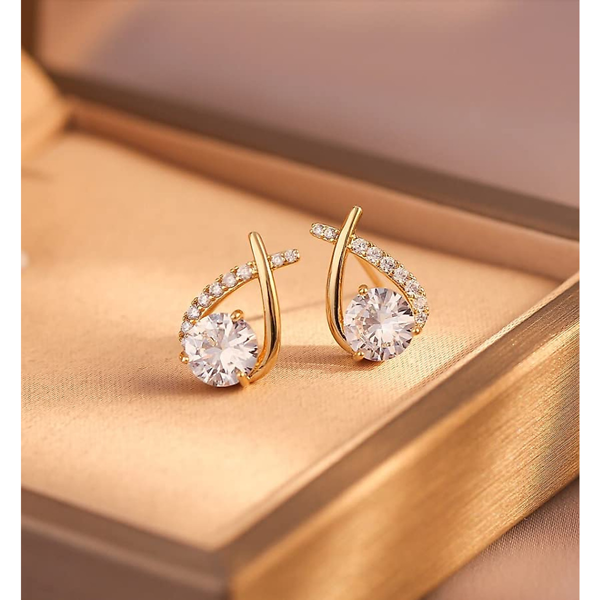 Gold Korean Style Cross Stud Earrings | Fashion Jewelry | For Women and Girls