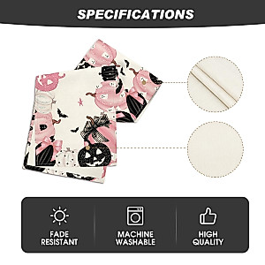 Artoid Mode Pink Jack-O-Lantern Pumpkin Bat Halloween Table Runner, Holiday Kitchen Dining Table Decoration for Indoor Outdoor Home Party Decor 13 x 72 Inch