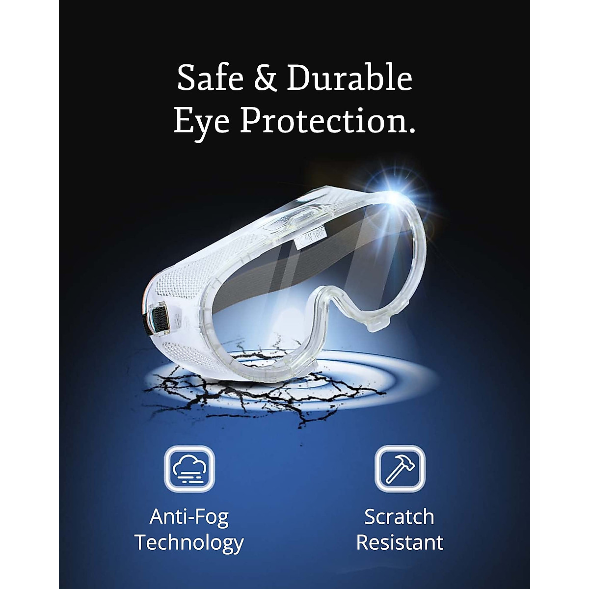 Aqulius Bulk 10 Pack of Safety Goggles - ANSI Z87+ Certified - Perfect Eye Protection for Nurses, Construction, Fabrication, Lab Work, Chemistry Science, Onion Cutting & More!