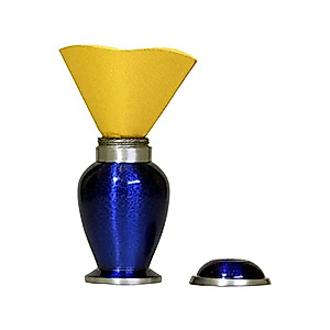 THE ASCENT MEMORIAL Small Cremation Urn for Human Ashes Adult | Marble Blue Mini Keepsake Urn with Velvet Carry Bag A Paper Funnel and A Premium Gift Box | Aesthetic Mini Urn
