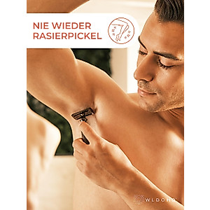 WLDOHO Double Edge Safety Razor - Natural Wooden Handle, Zero Waste and Plastic Free - Reusable Safety Razor for Men and Women - Traditional Shaver with 5 Blade