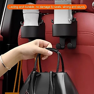 Bcctvt Multifunctional Hook for Car Seat Back, Multifunction Car Phone Holder with Hook Car Back Hanging Mount Cup Storage (2 Pcs)