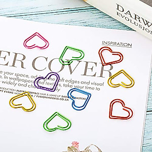 105 Pieces Colorful Paper Clips Metal Heart Paperclips for Office Stationery School Supplies