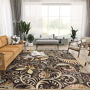 Brown Large 7x10 Area Rug 7x10 - Indoor Area Rugs for Living Room - Dining Room Rug - Bedroom Rug - Kitchen Rug - Entryway Rug Contemporary Carpet - Alfombras para Salas Modernas Grandes
