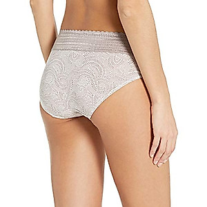 Warner's womens Dig-free Comfort Waist With Microfiber 5609j No Pinching No Problems Lace Hipster Panty, White and Mink Swirl, Large US