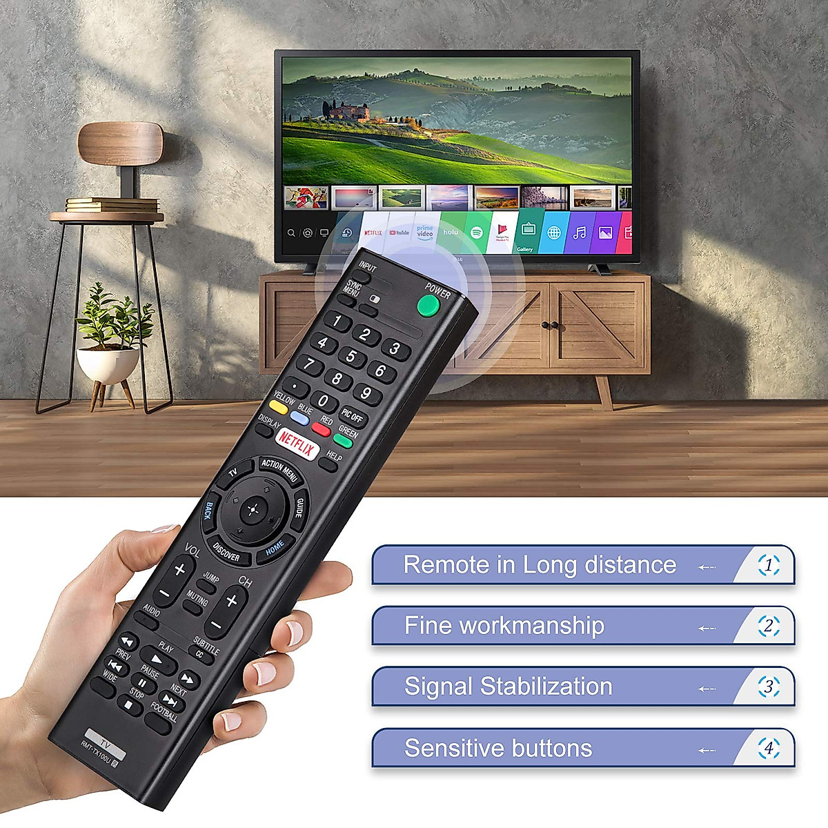 Universal for Sony TV Remote Control Replacement Compatible with Sony Bravia Smart LCD LED HD TVs RMT-TX100U