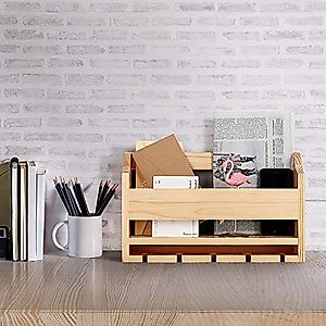 Wall Mount Entryway Mail Envelope Organizer, Letter & Newspaper Storage，Home Decorative Floating Shelf, Wooden