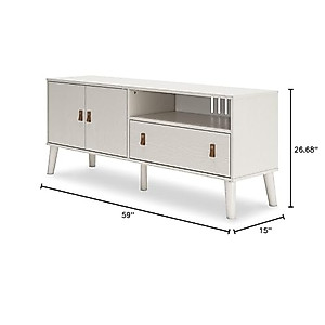 Signature Design by Ashley Aprilyn Contemporary Medium TV Stand up to 59" with 1 Drawer and 2 Shelves, White
