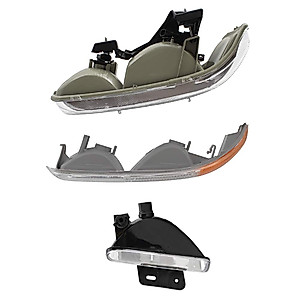 Brock Replacement 6 Pc Set Headlights Replacement Fog Lights & Side Signal Marker Lights Compatible with 1999-2002 Silverado Pickup Truck