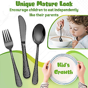 9-Piece Toddler Kids Silverware Set, HaWare Stainless Steel Hammered Flatware, Preschooler Eating Utensils Includes 3 Spoons 3 Forks 3 Knives, Metal Children Cutlery for Home School, Mirror Finished