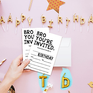 WUAWN Black and White Birthday Invitations with Envelopes, You're Invited Fill - In Birthday Invite Cards for Boys & Girls, Teen, Kids, Birthday Celebration Supplies - 074
