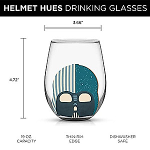 JoyJolt Star Wars™ Helmet Hues Tumblers Stemless Glasses. Set of 4 Large 19oz Stemless Glass Drinking Glasses, Star Wars Kitchen Glasses. Star Wars Gifts and, Star Wars Collectibles for Adults