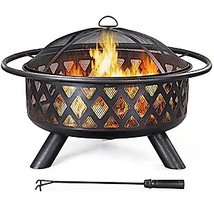 Fire Pit, 36 Inch Fire Pits for Outside Large Bonfire Wood-Burning Patio & Backyard Fire Pits Round Firepit for Camping Patio Backyard Garden Camping Beach NJDT