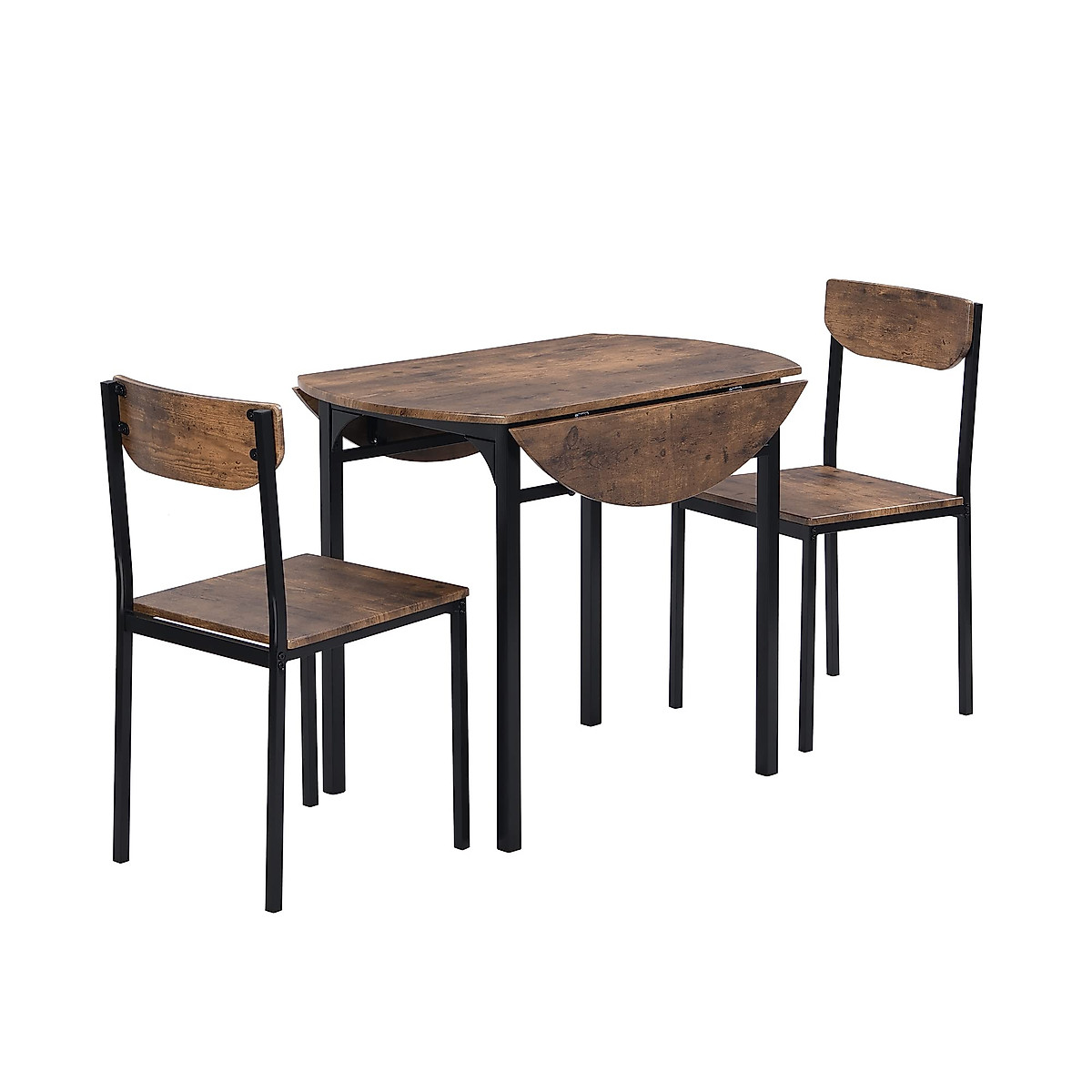 3 Piece Dining Table Set, Modern Counter Height Dining Table Set with Drop Leaf Round Table and 2 Chairs, Small Kitchen Table Set
