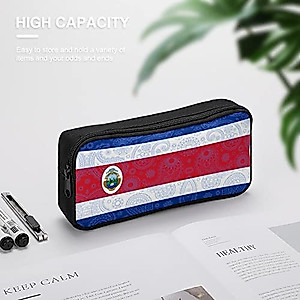 Costa Rica Paisley Flag Pencil Case Makeup Bag Big Capacity Pouch Organizer for Office College