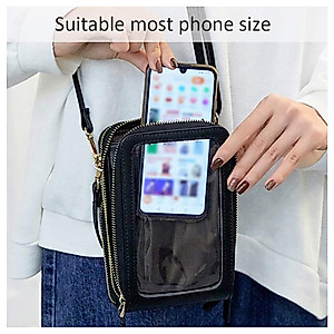 Lightweight PU Leather Phone Purse with Touchscreen Window & 2 Straps (Pink)