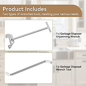 Belleone Garbage Disposer Unjamming Wrench, Durable Garbage Disposal Wrench for Moen, Waste King, InSinkErator Garbage Disposal, Kitchen Unclogger Wrench Tool for Jams Clutter Removal