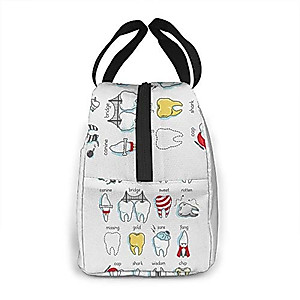 antspuent Dental Combination Lunch Bag for Women Girls Kids Insulated Picnic Pouch Thermal Cooler Tote Bento Large Meal Prep Cute Bag Big Leakproof Soft Bags for Lunch Box, Camping, Travel, Fishing