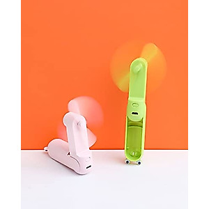 Handheld Mini Fan, 3 IN 1 Hand Fan, Portable USB Rechargeable Small Pocket Fan, 500Mah Battery Operated Foldable Fan with Keychain, Flashlight Feature for Women,Travel,Outdoor White Rabbit