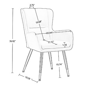 SHangGuanTUTU Modern Velvet Accent Chair, Comfy Wingback Reading Lounge Armchair for Bedroom Living Room Home Office (Grey)