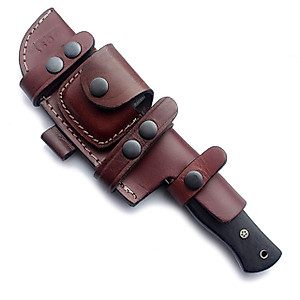 GCS Handmade D2 Steel Hunting Knife Full Tang Micarta Handle Hunting Knife with Right Hand Front Belt and Left Hand Scout Carry Buffalo Leather Sheath for Survival EDC GCS 236