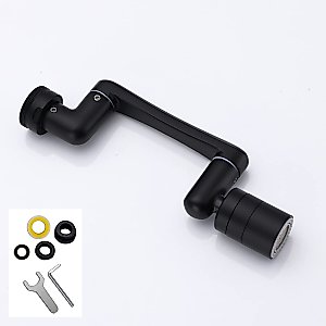1440° Rotating Faucet Extender, 1080°+360° Large-Angle Splash Filter Faucet Extension, with 2 Water Outlet Modes, Universal Brass Swivel Robotic Arm Faucet Aerator for Kitchen and Bathroom Sink, Black