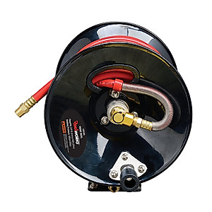 ReelWorks Air Hose Reel Tool Retractable Hand Crank 3/8" Inch x 100' Feet 300 PSI / 20 BAR Heavy Duty Steel Construction (Hose Not Included)