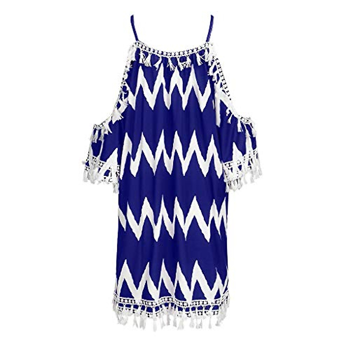 KYLEON Dress for Women Summer Casual Bohemian Off Shoulder Beach Dresses Tassel Swing Mini Short Sundress