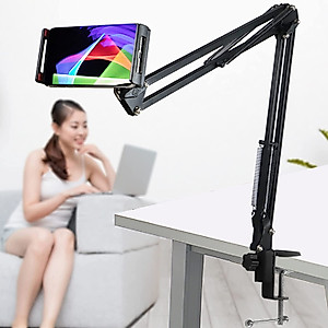 Tablet Bed Desk Holder for 4-13" Device, woleyi 360° Flexible Long Arm Mount Clamp, Adjustable Lazy Stand for iPad 12.9 10.5 9.7 iPad Mini Air 4 3 2, Nintendo Switch, Xbox, E-Reader, iPhone, Phone etc