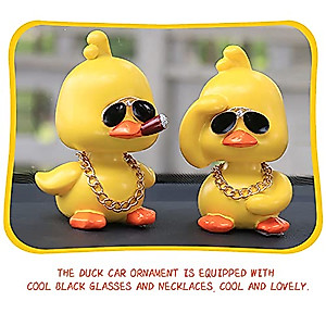 wonuu Cute Yellow Duck Toy Car Ornaments Cool Duck Car Dashboard Decorations Shaking Head Doll