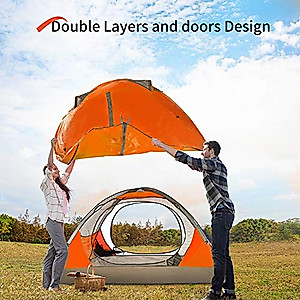 BISINNA 2/4 Person Camping Tent Lightweight Backpacking Tent Waterproof Windproof Two Doors Easy Setup Double Layer Outdoor Tents for Family Camping Hunting Hiking Mountaineering Travel